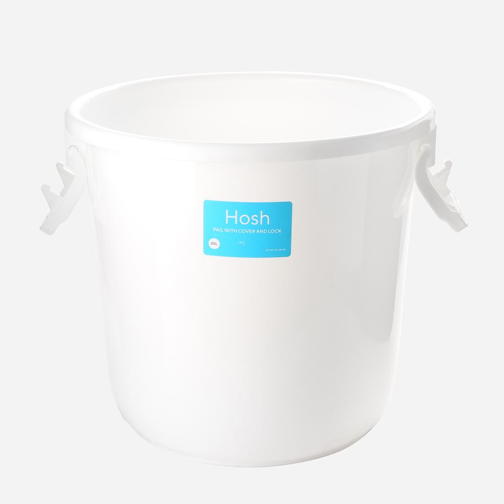 Hosh Pail with Cover and Lock 20L – White – SM Home