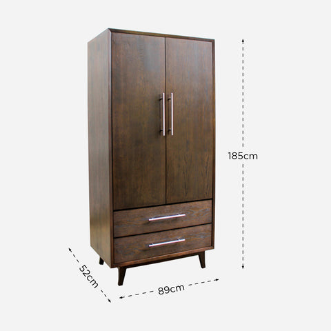 Hallmark Wardrobe Cabinet with 2 Door and 2 Drawer - Walnut – SM Home