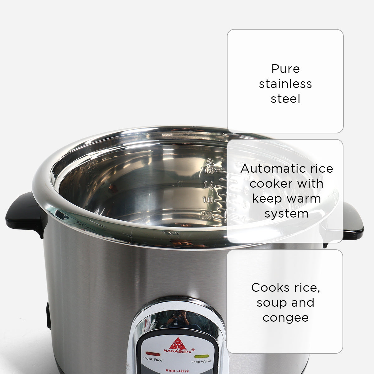 Hanabishi Stainless Steel Rice Cooker - 10 cups – SM Home