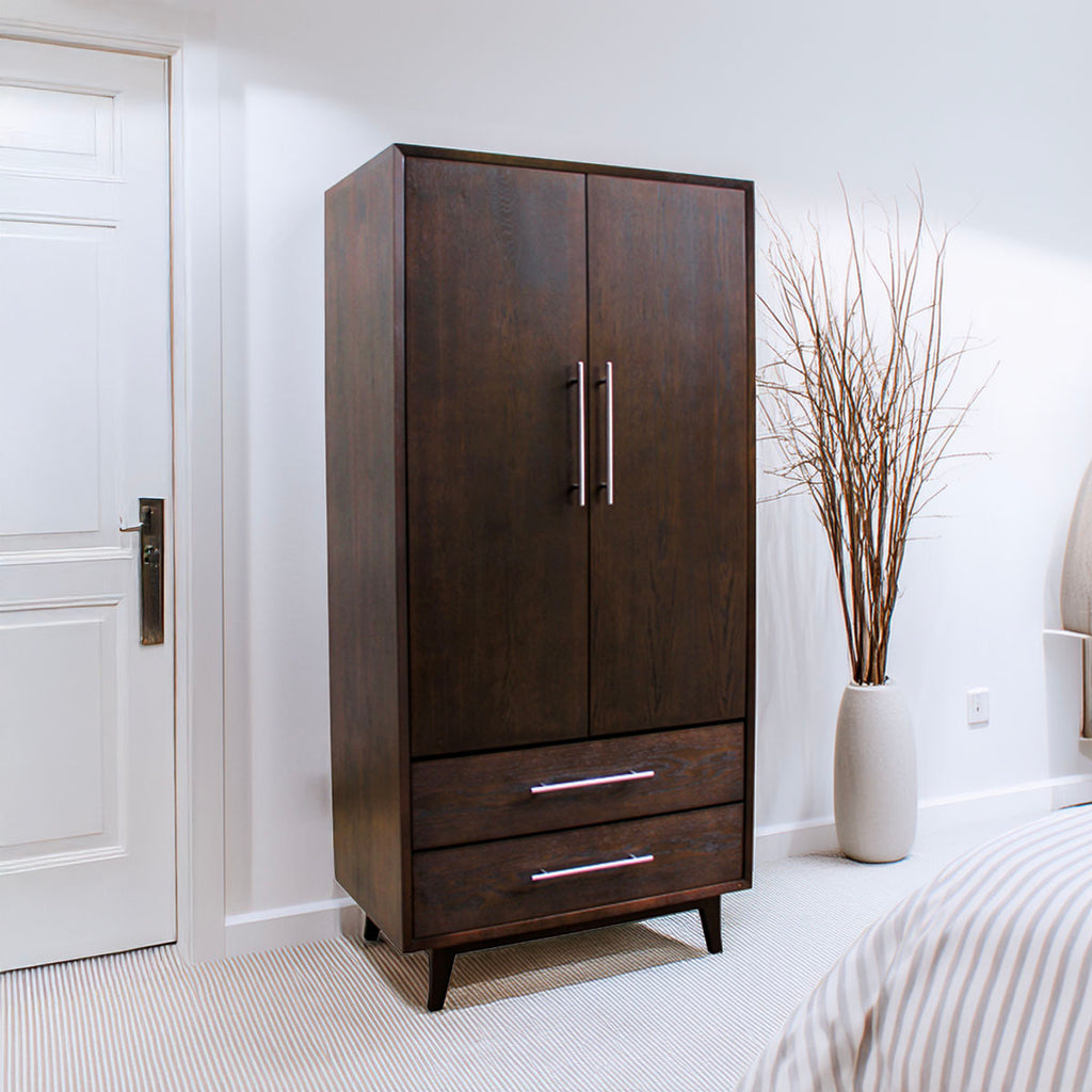 Hallmark Wardrobe Cabinet with 2 Door and 2 Drawer - Walnut – SM Home