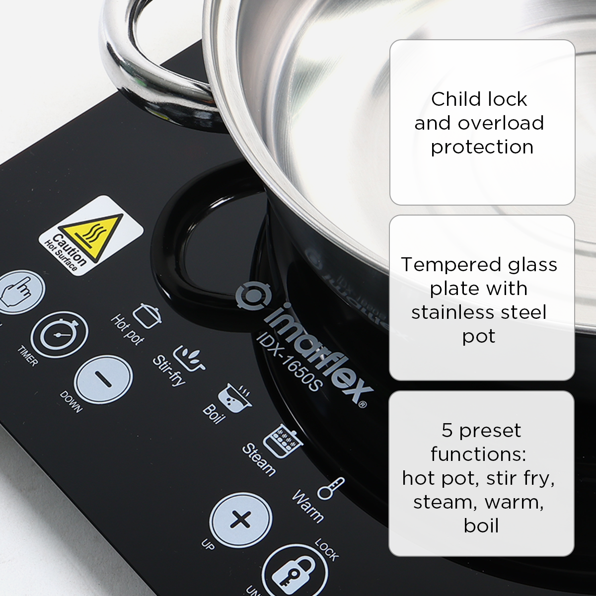 Imarflex IDX-1650S Induction Cooker Slim Type 38mm – SM Home